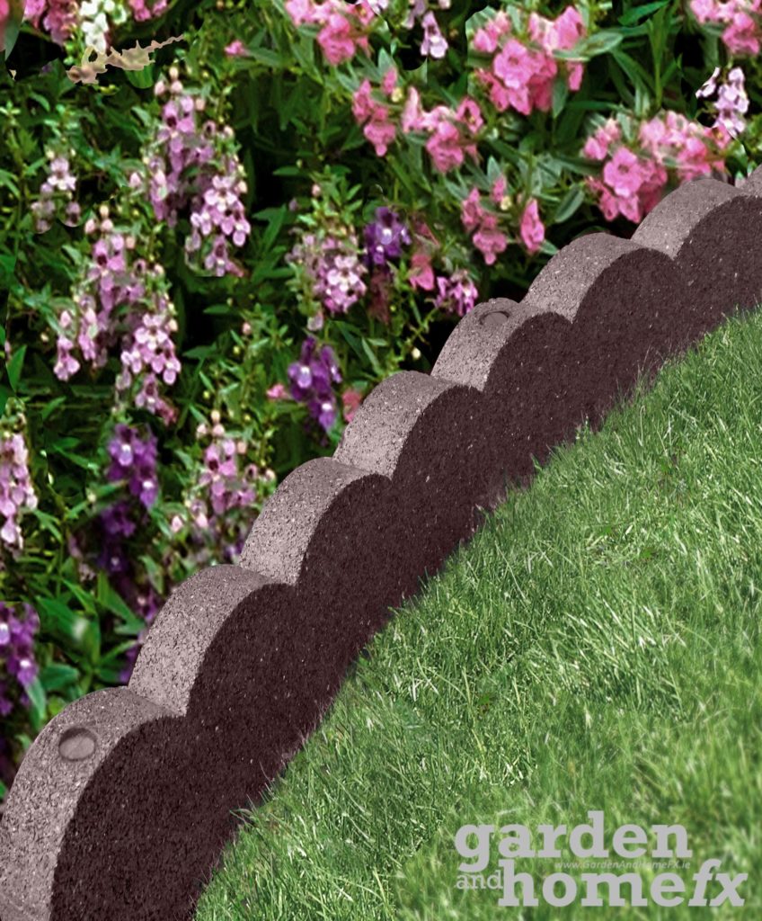 Recycled Rubber Flexi Scallop Lawn Edging - 1.2m - Garden and Home FX