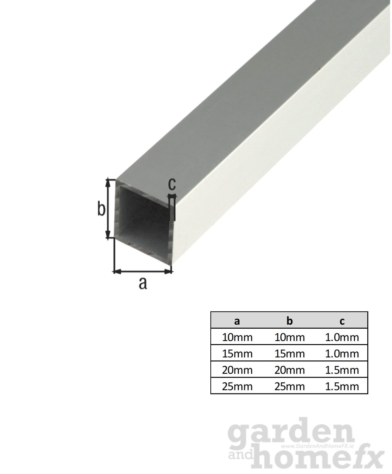Aluminium Square Box Section Profiles - 1m - Garden and Home FX