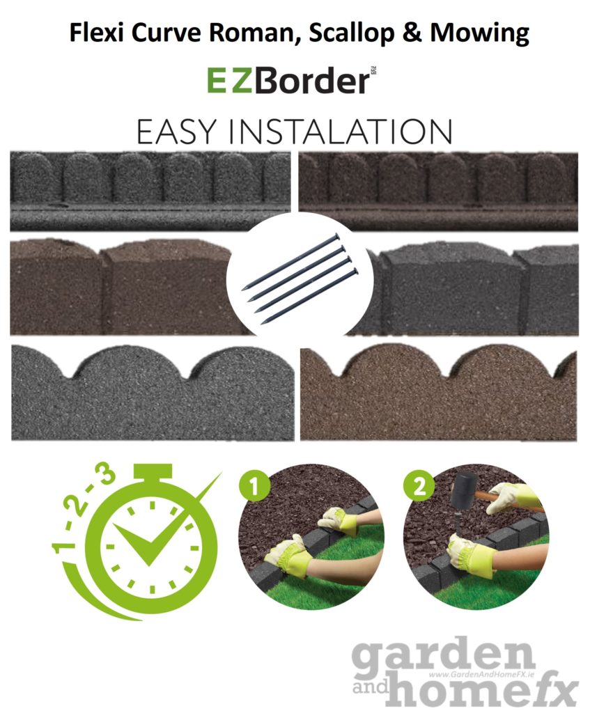 Recycled Rubber Flexi Scallop Lawn Edging - 1.2m - Garden and Home FX