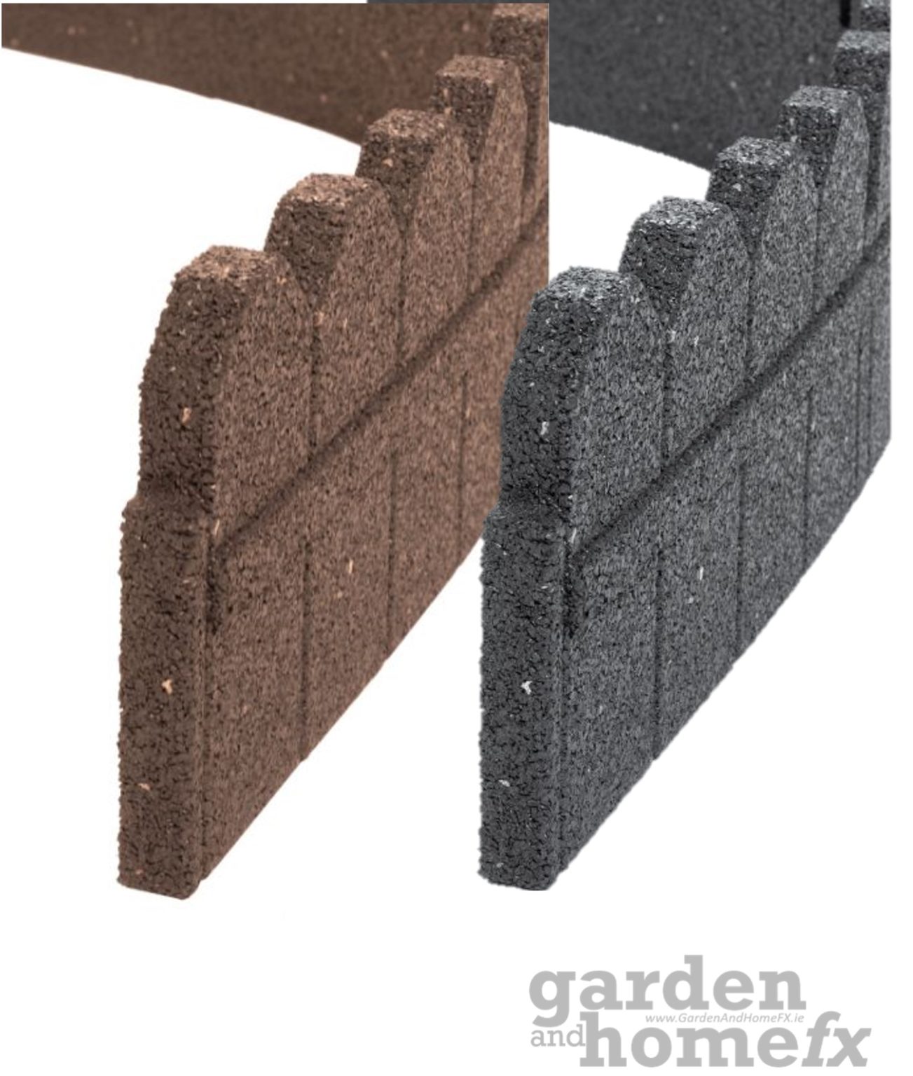 Recycled Rubber Picket Fence Lawn Edging - 1.2m - Garden and Home FX
